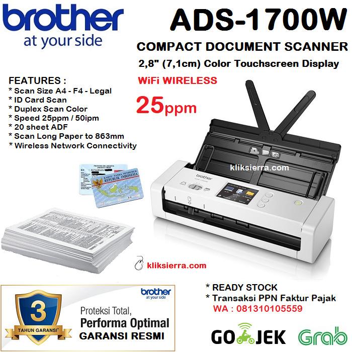 Jual BROTHER ADS-1700W Compact Portable Desktop Scanner ADS1700W ...