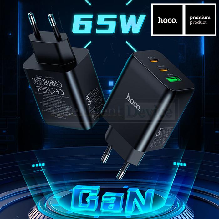 Jual hoco. GaN Charger 65W 3 Port Type C to C Cable Travel Charger ...