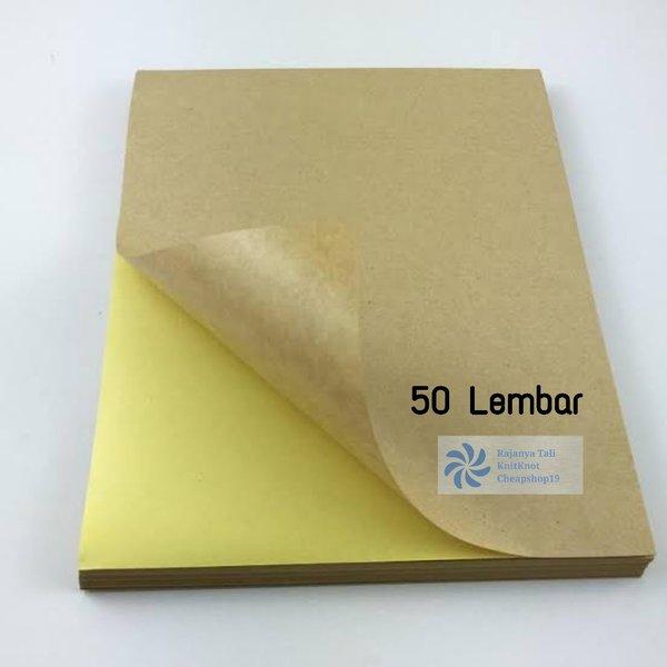 Jual STIKER COKLAT A4 KERTAS STICKER KRAFT Label COKLAT - ISI 50 lembar ...