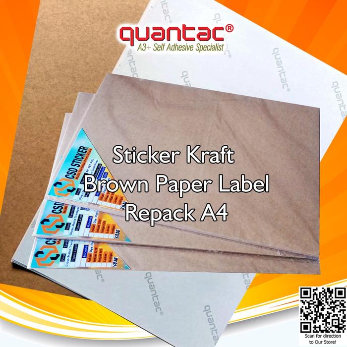 Jual QUANTAC Kraft A4 Sticker Label Paper Stiker Samson isi 20 lembar ...