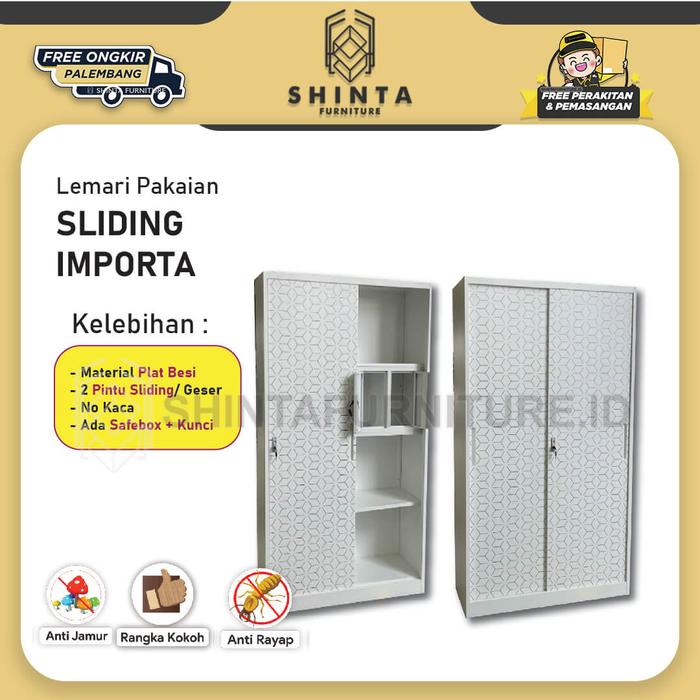 Jual Lemari Pakaian Besi Sliding 2 Pintu Lemari Baju Besi Importa Kokoh ...