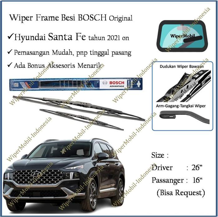 Jual Wiper Frame Besi Bosch Hyundai Santa Fe 2021 2022 2023 2024 Kab