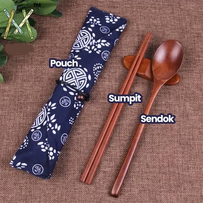 Jual Sendok 3 in Spoon Set panjang Set Sumpit Wooden Makan Kayu Korea ...