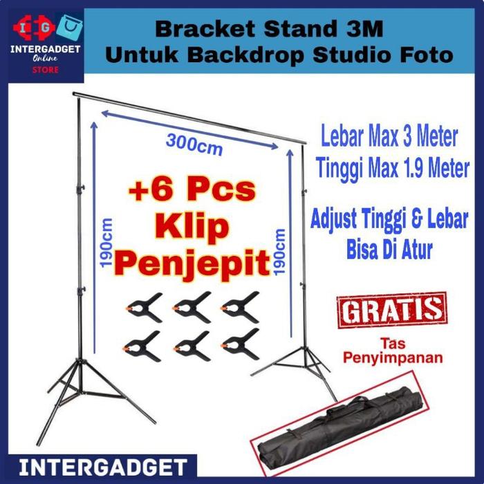 Jual Bracket Stand 3M untuk Backdrop Foto Studio With Klip Penjepit ...