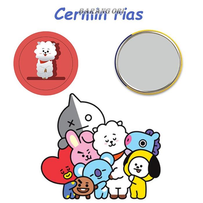 Jual *OLS* CERMIN RIAS MOTIF BTS BT21 / KACA BULAT KECIL / CERMIN MAKE ...