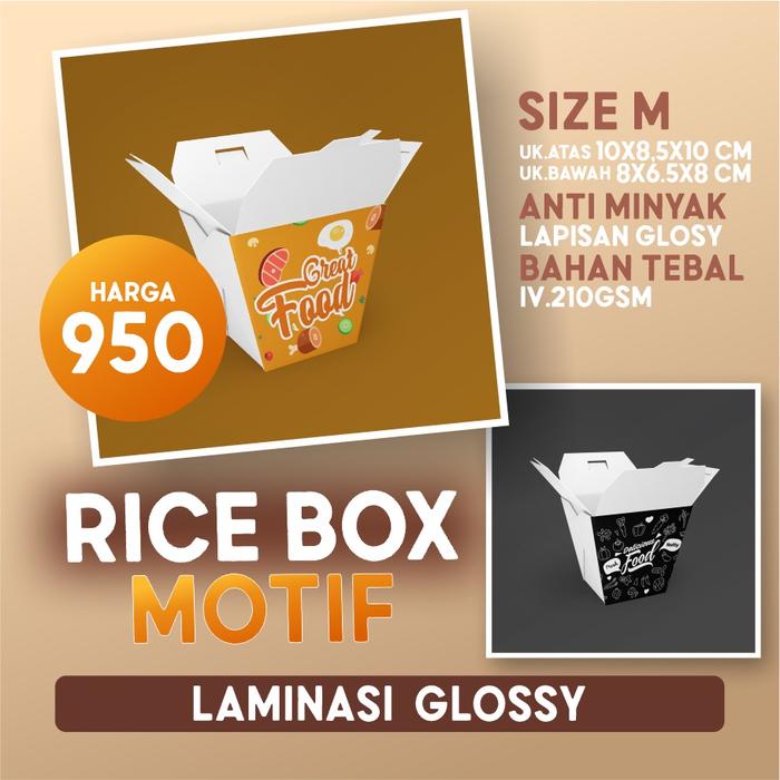 Jual RICE BOX LAMINASI GLOSY UKM FOOD KEMASAN DUS RICE BOX MOTIF CUSTOM ...