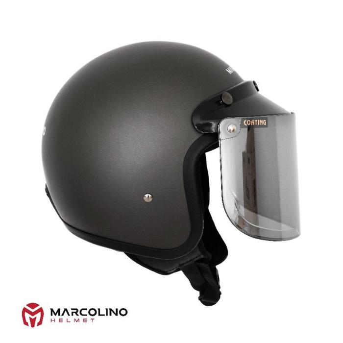 Jual Helm Bogo Retro Marcolino Abu-Abu Doff SNI Flat Visor by JMC ...