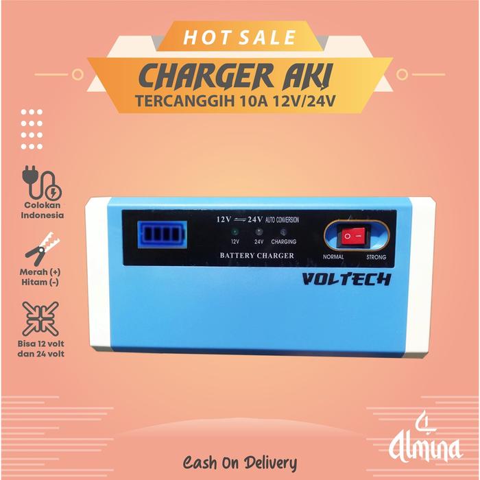 Jual Voltech Charger Aki 24V dan 12V 10A Cas Aki Truk Mobil Motor ...