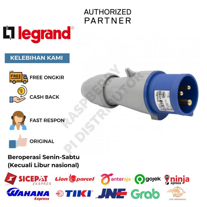 Jual Legrand 555124 P17 Tempra Pro IP44 3 pin 16A Straight Plugs 200 ...