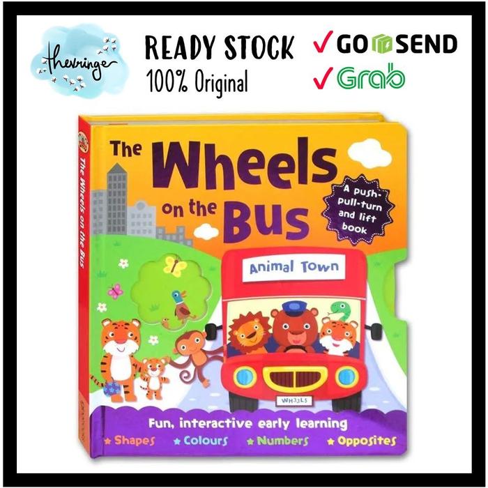 Jual The Wheels on the Bus Interactive Board Book Push Pull Turn Lift ...