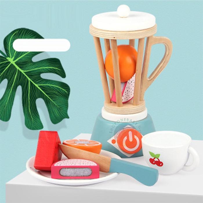 Jual Wooden Juicer Machine Kitchen Set Children Toy for Kids Cutting ...