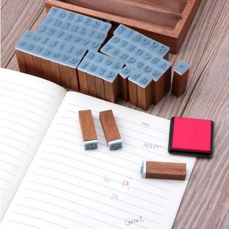 Jual Cap Stampel Huruf Dan Angka Kayu Alphabet Stamp Dengan Kotak ...