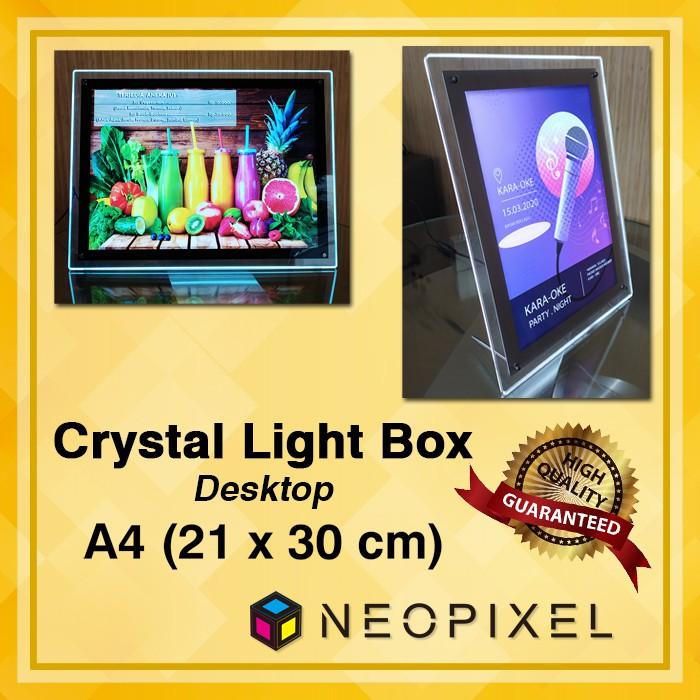 Jual Papan Neon Light Box Nama Custom Menu Cafe LED Crystal A4 meja ...