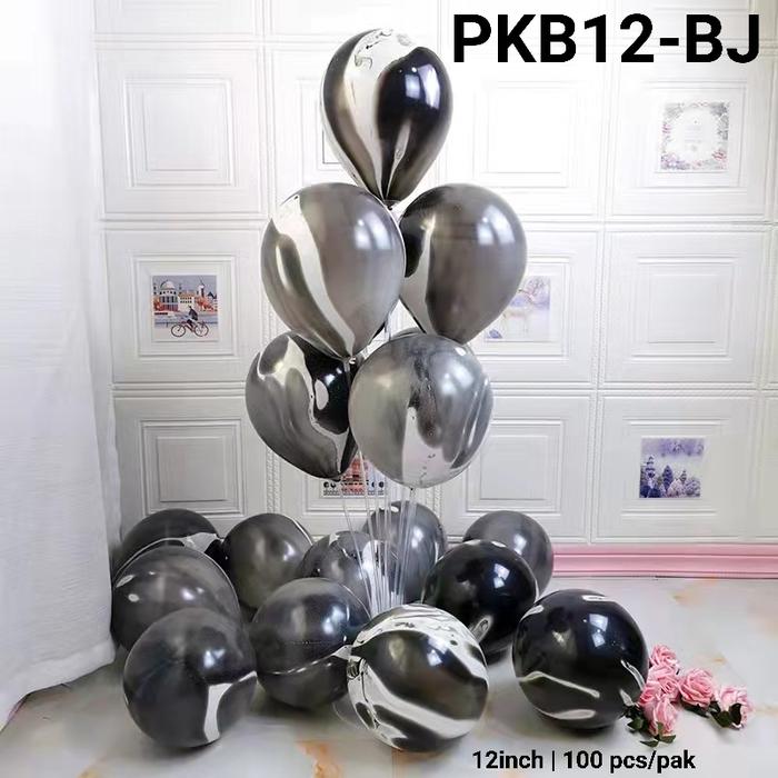 Jual PKB12-BJ Balon latex 12 inch 1 pak isi 100 liquid marble marmer ...