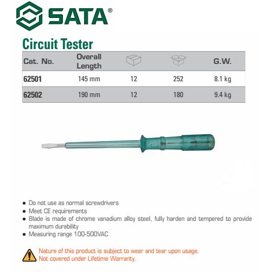 Jual Test Pen Circuit Tester 145 mm 62501 Sata Tools - Jakarta Barat ...