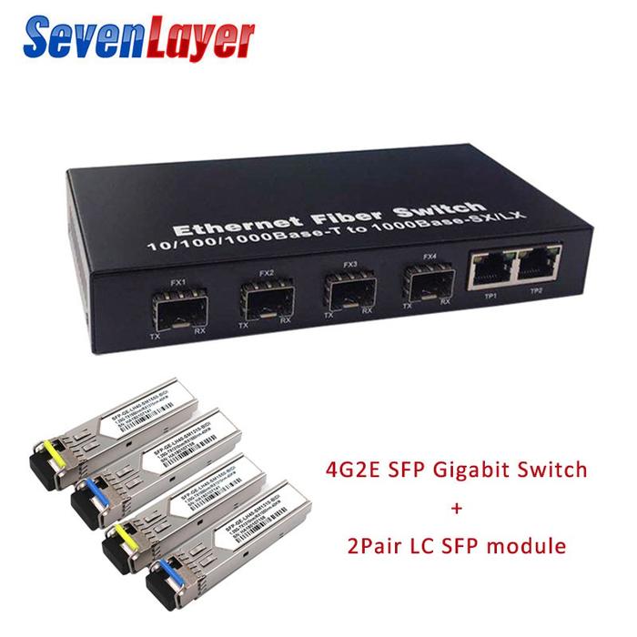 Jual Switch Fiber Optik Media Converter 4 Serat SFP Modul Port 2 RJ45 ...