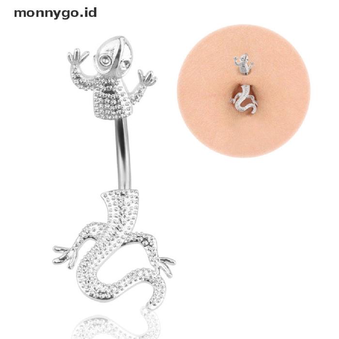 Jual 【monnygo】 Stainless Steel Lizard Navel Belly Button Ring Bar Women ...