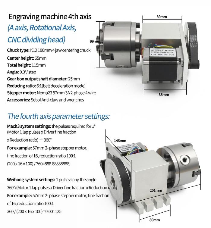 Jual 4 jaw chuck 4th Axis K12-100mm CNC dividing head/Rotation SSS ...