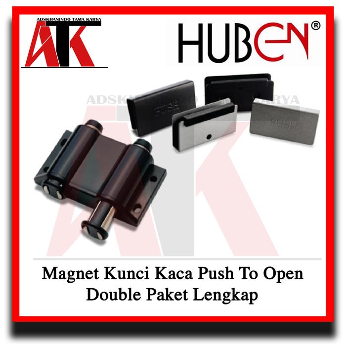 Jual Kunci Kaca Magnet Double HUBEN Paket Lengkap Kunci Kaca Push Lock ...