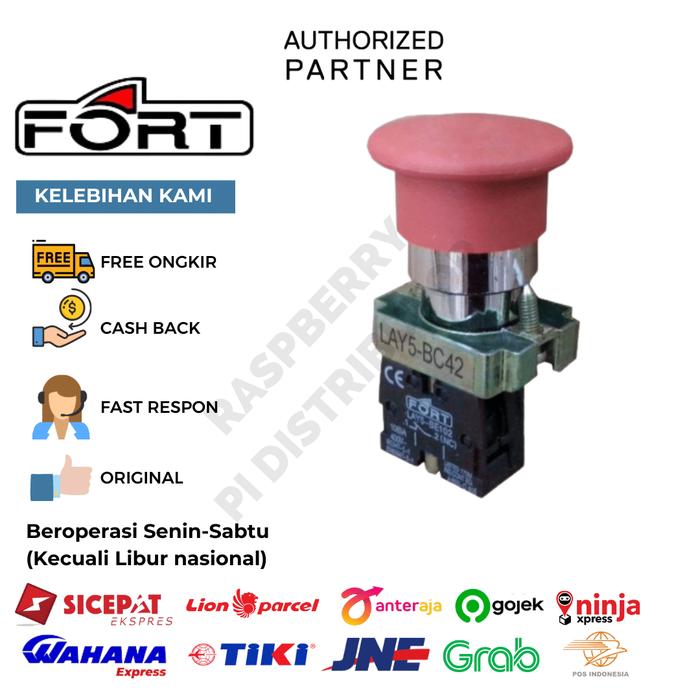 Jual Emergency Stop Spring Return 22 mm Head 40 mm FORT LAY5-BC42 ...