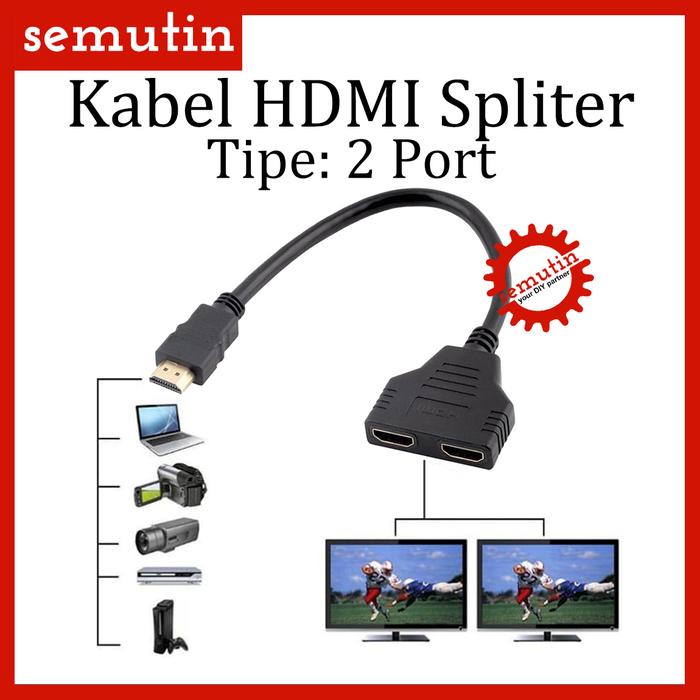 Jual Kabel HDMI Spliter 2 Port Tanpa Power / Splitter 1 Male Ke 2 ...