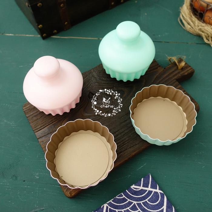 Jual Chefio Cetakan Pie Mini Warna/ Loyang Egg Tart / Pie Pan Press ...