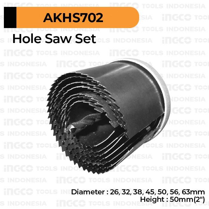Jual 7-Pcs Hole Saw (26-63 mm) INGCO AKHS702 Mata Bor Holesaw Kayu Pipa ...