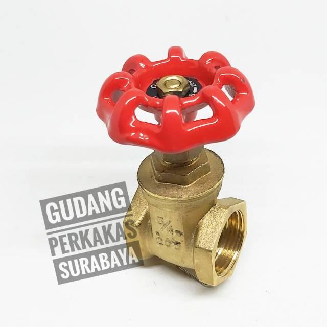 Jual STOP KRAN 3/4 DIM GATE VALVE FULL KUNINGAN KRAN PDAM DRAT 3/4 IN ...