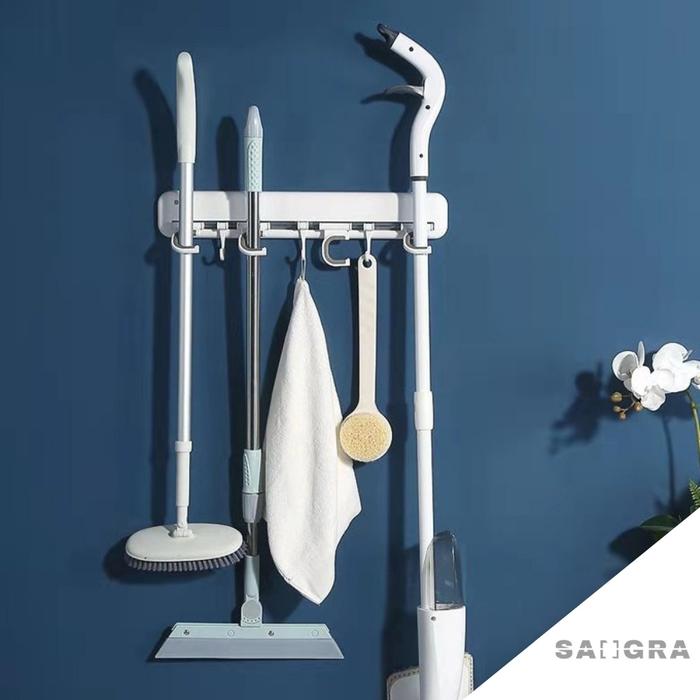 Jual Tempat Rak Gantungan Sapu Pel Peralatan Kebersihan Dinding Tempel ...