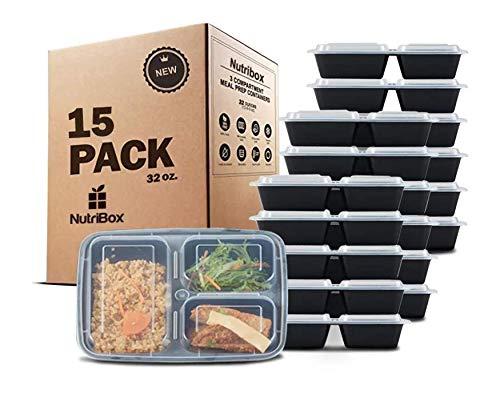 Promo Nutribox [15 pack] 32oz 3 Compartment Meal Prep Containers Cicil ...