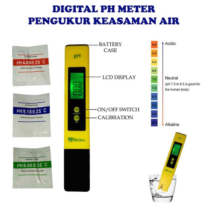 Jual Digital PH Meter merk DrGray Alat ukur kadar asam basa atau normal ...