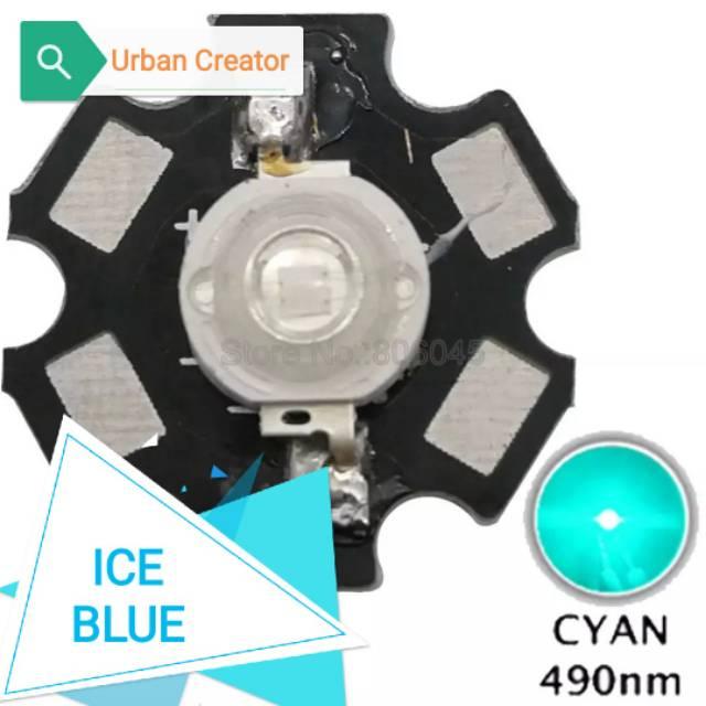 Jual NEW Led HPL Ice Blue Cyan 490NM 1 Watt Plus PCB Hi Grade Kualitas ...