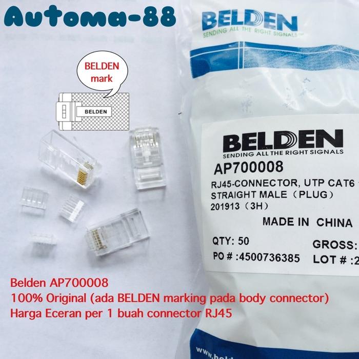 Jual BELDEN AP700008 Original RJ45 Connector Cat 6 Cat6 1 Pack isi ...