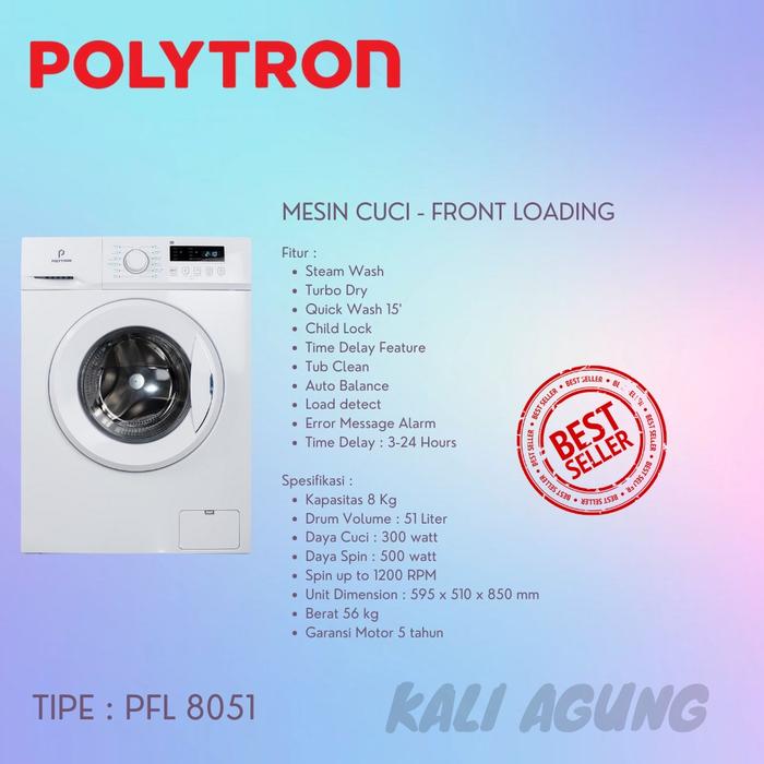 Jual MESIN CUCI POLYTRON FRONTLOADING 8 KG | PFL 8051 - Kota Serang ...