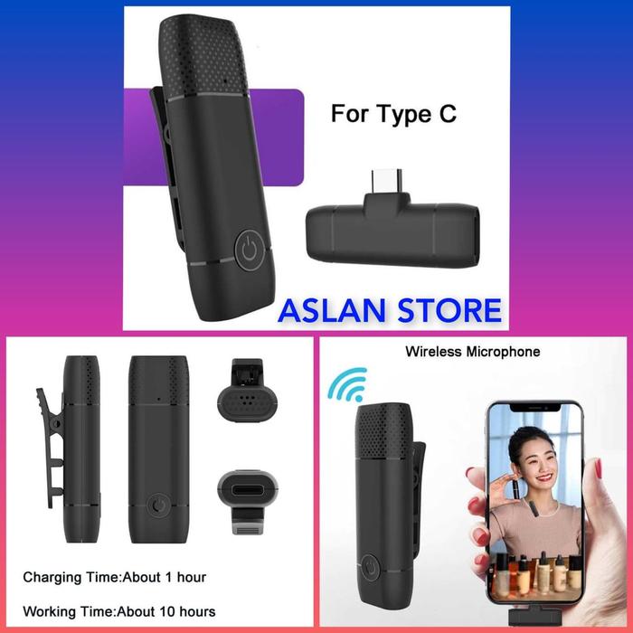 Jual Microphone Type C Wireless Lavalier Live USB Type-C mic podcsat 2. ...