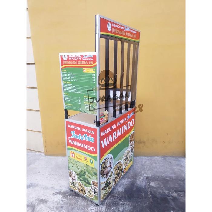 Jual Gerobak Warmindo Kekinian Dengan Rak Indomie + Roda + Pintu ...