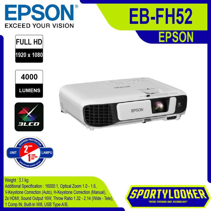 Jual Projector Epson EB-FH52 | Full HD | 4000 Lumens - Kota Depok - SportyLooker | Tokopedia
