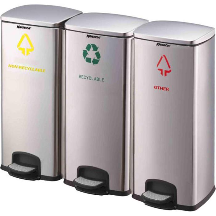 Jual KRISBOW DUST BIN 3 COMPARTMENT 30 L WITH PEDAL 10189817 - Jakarta ...
