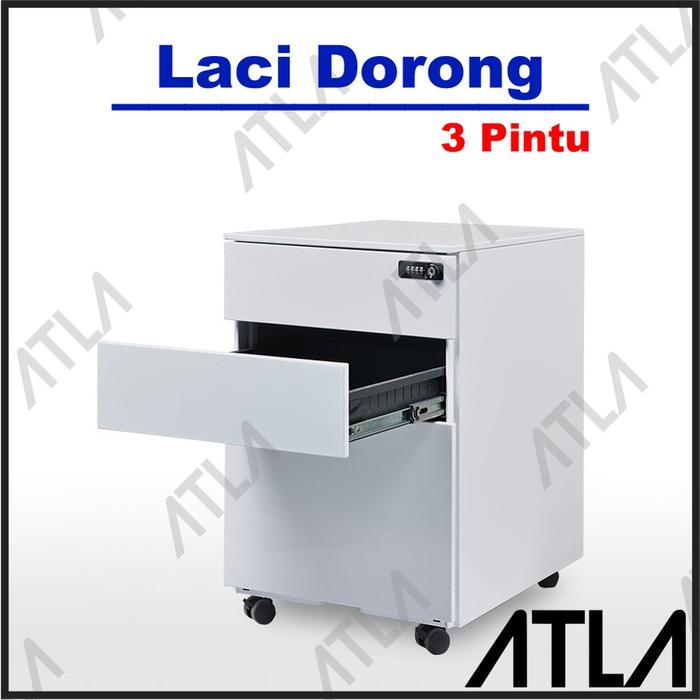 Jual Drawer Roda Dorong Laci Besi Sorong Metal Arsip Kantor Putih ...