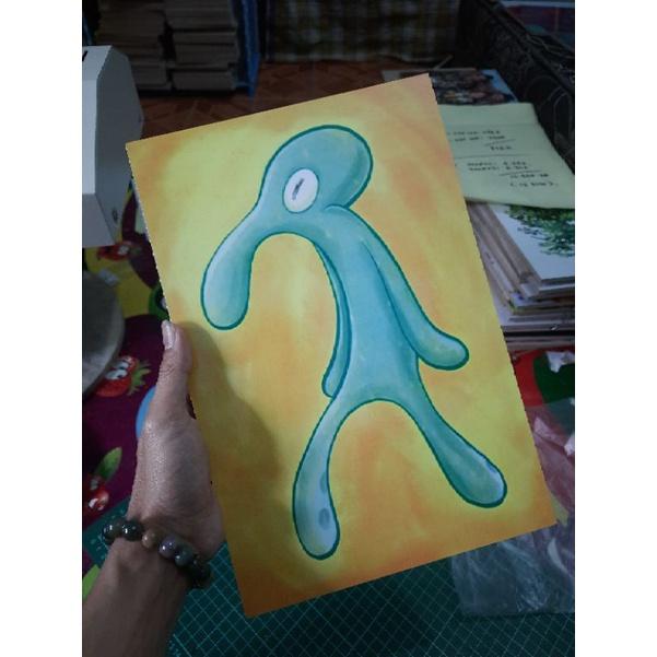 Jual Poster Hiasan Dinding Lukisan Mahakarya Squidward Wall Decor ...