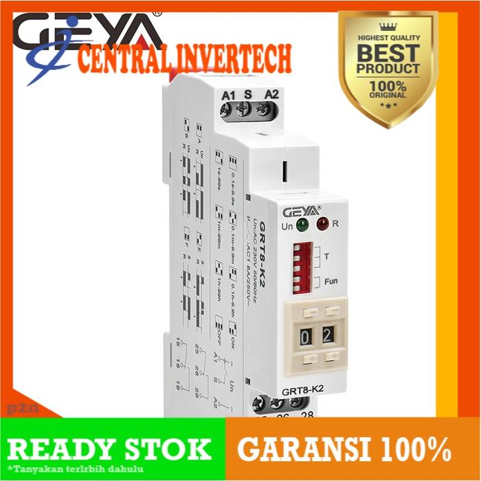 Jual GEYA Timer Relay GRT8 K1/K2 ACDC12-240V/AC230V M1/M2 ACDC12-240V ...