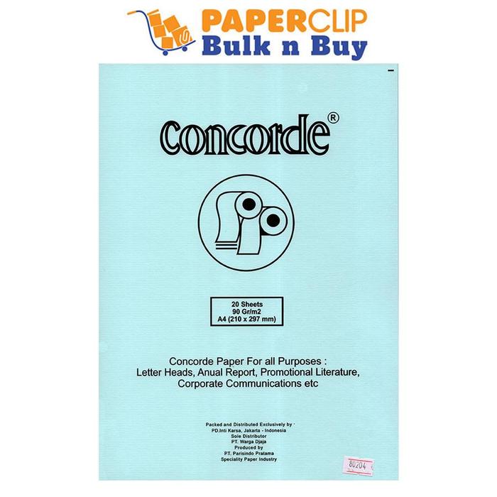 Jual KERTAS CONCORDE 80204 90GR A4 ISI 20 SKY BLUE - Jakarta Utara ...