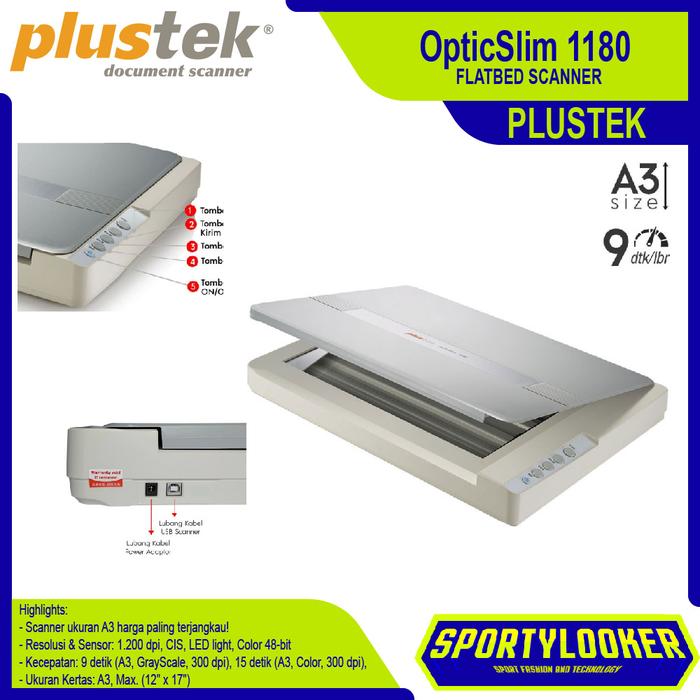 Jual Scanner Plustek OpticSlim 1180 Flatbed | A3 | 9 detik - Kota Depok ...