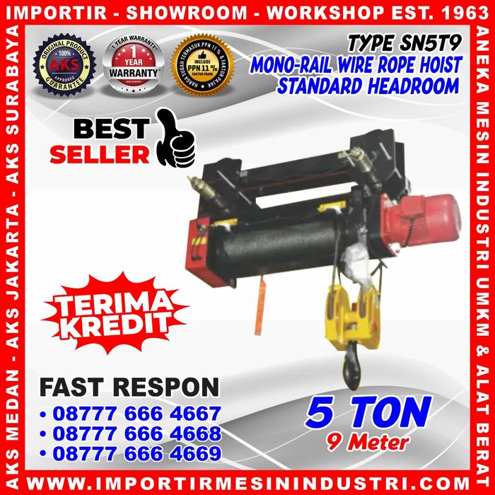 Jual Takel Otomatis Monorail Wire Rope 5 Ton Katrol Listrik 9 m ...