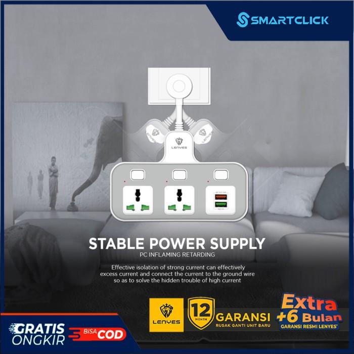 Promo Stop Kontak Listrik Power Socket 2 Socket 2 USB EU 3000W Lenyes ...