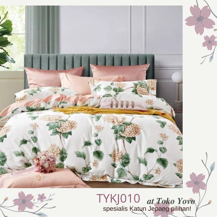 Jual Sprei Katun Jepang Premium TYKJ010 Bunga Daun Putih Pink White ...