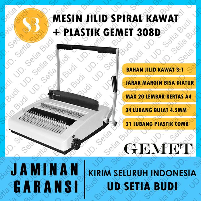 Jual Mesin Jilid Kawat Bulat & Plastik GEMET 308D A4 3:1 Binding 308 D - Kota Surabaya - Setia ...