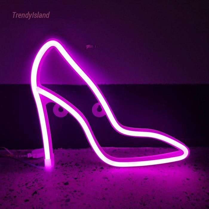Jual (Available)High Heel LED Neon Light Colorful Hanging Sign Night ...