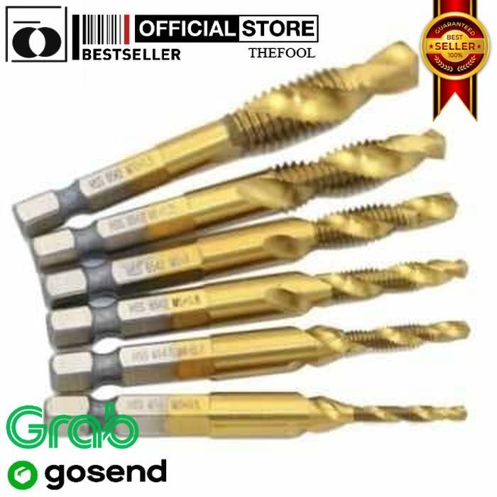 Jual 6Pcs Mata Bor Pembuat Ulir Drat Mur Baut Tap Drill Hex 1/4" M3-M10 TF - Jakarta Barat ...