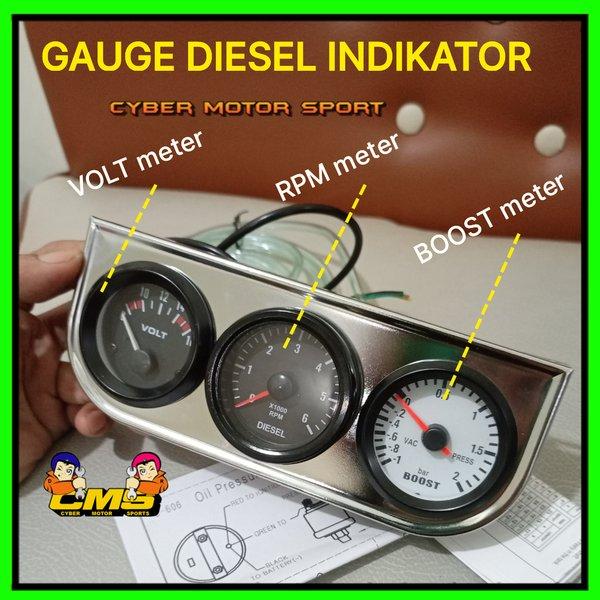 Jual Tachometer Mobil Diesel Turbo Dashboard Indikator Rpm Meter. Volt ...